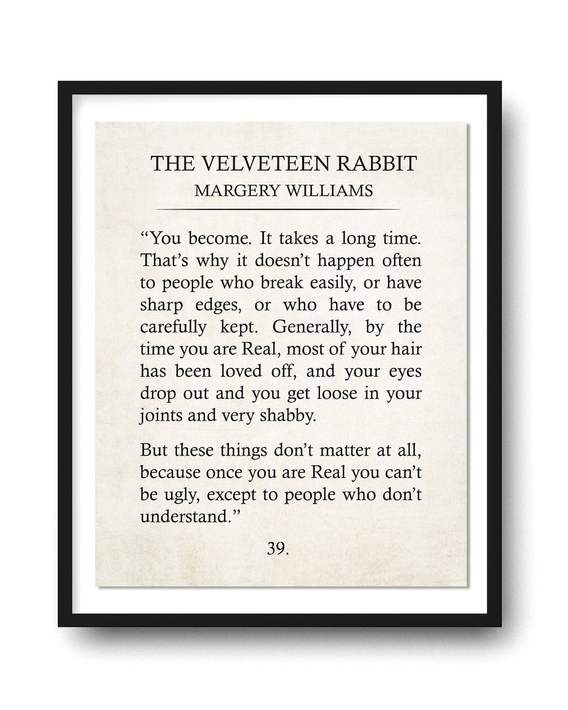 Velveteen Rabbit Quote Print Margery Williams Quote You - Etsy