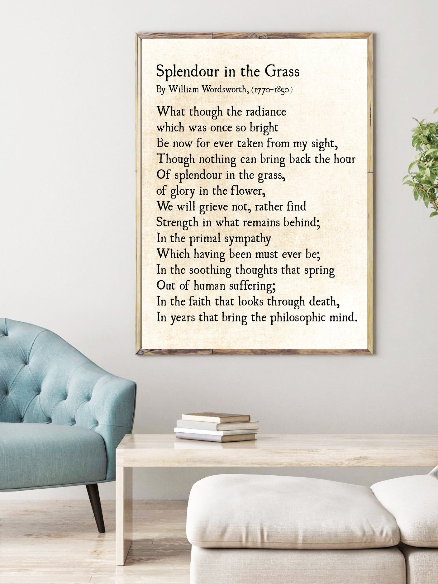Splendour in the Grass Poem, William Wordsworth Poetry Art Print ...