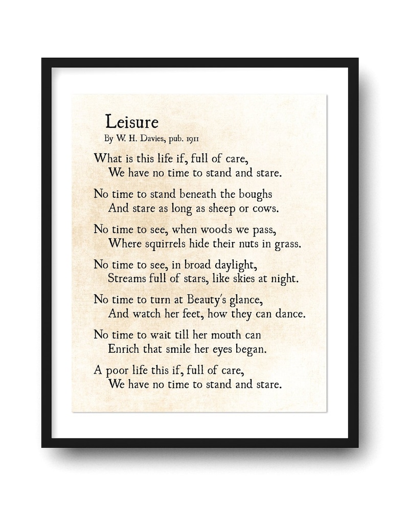 Leisure Poem Print, W. H. Davies Poem, Poetry Art Print, Literary Quote ...