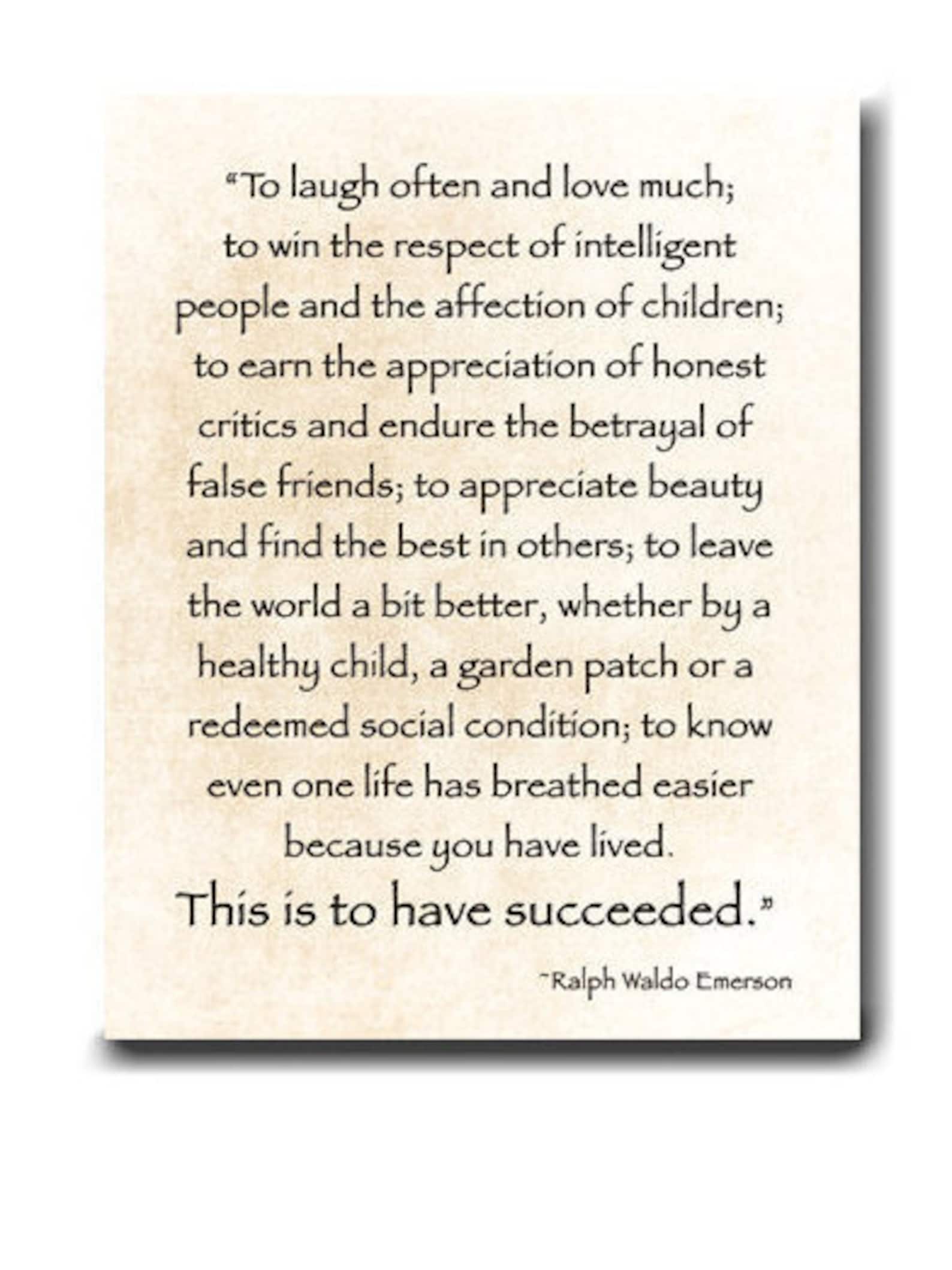 Ralph Waldo Emerson Quote Print, Laugh Often Love Much, Graduation Grad ...