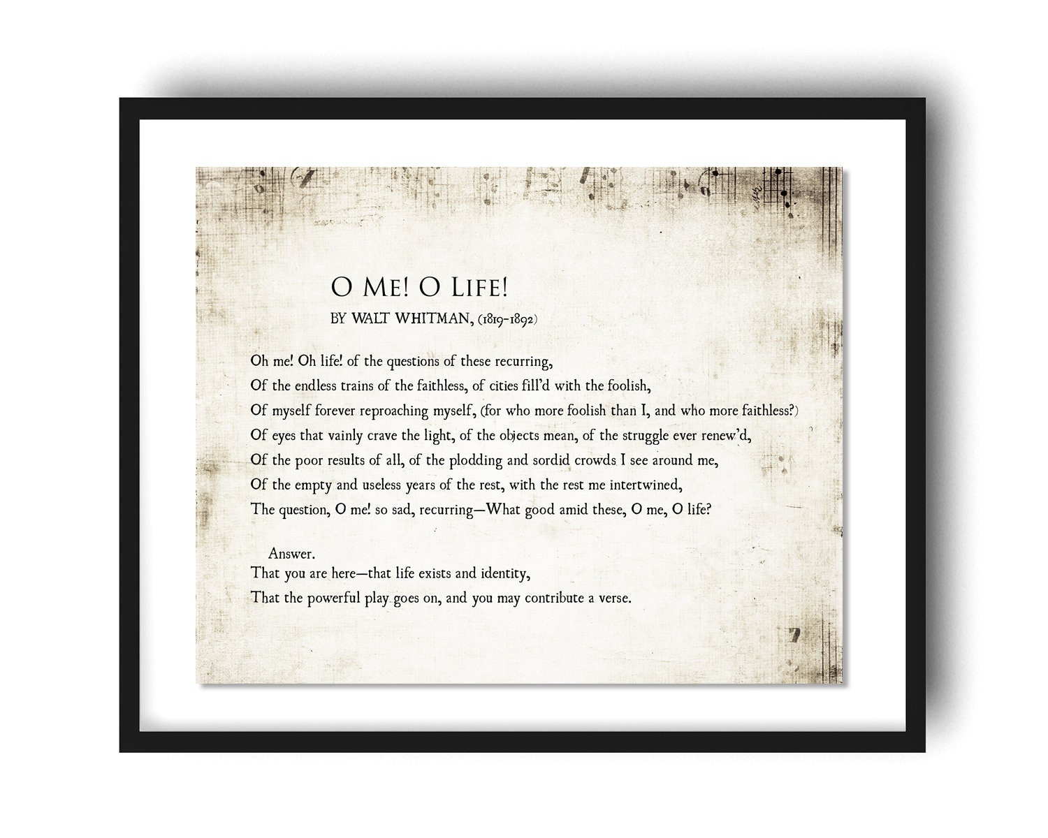 O Me O Life Walt Whitman Poetry Art Print Life Poem - Etsy