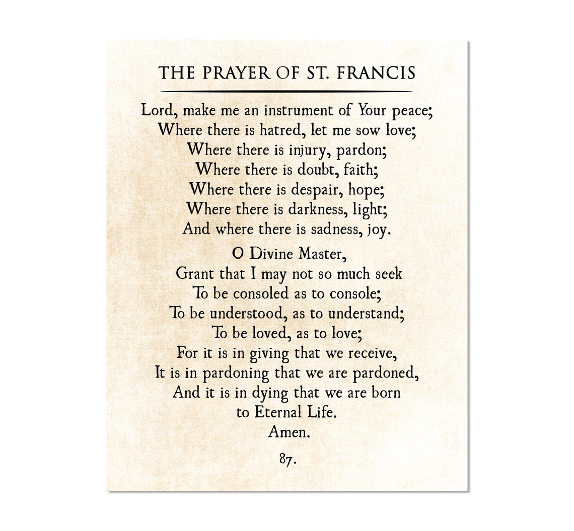 Prayer of St. Francis Art Print, Lord Make Me an Instrument ...