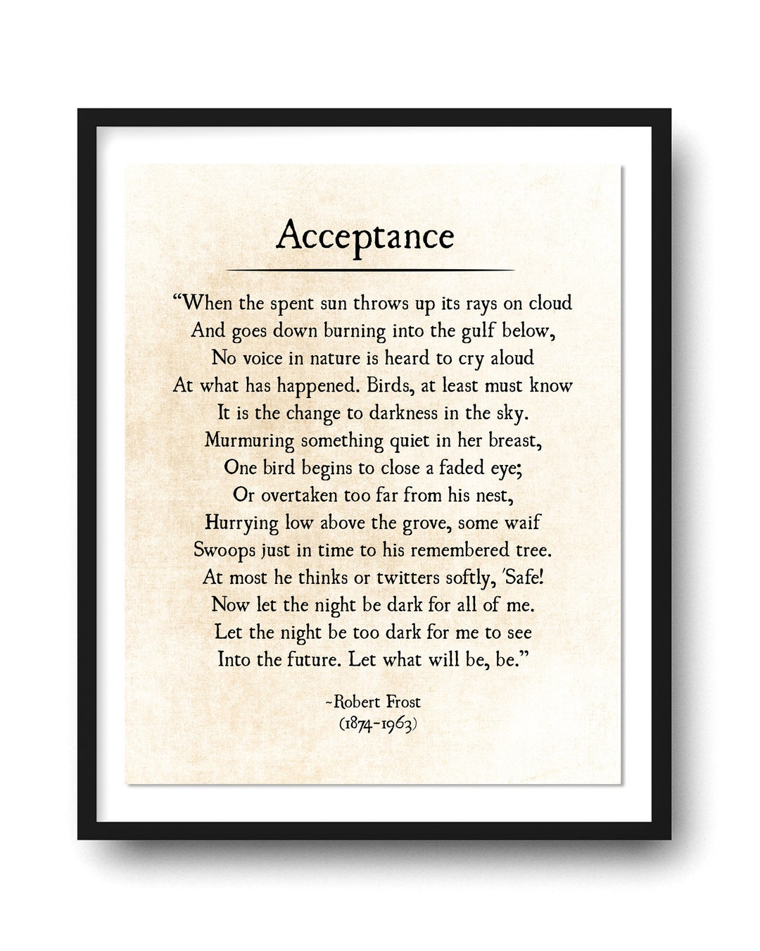 Acceptance Poetry Art Print, Robert Frost Poem, Literary Gift ...