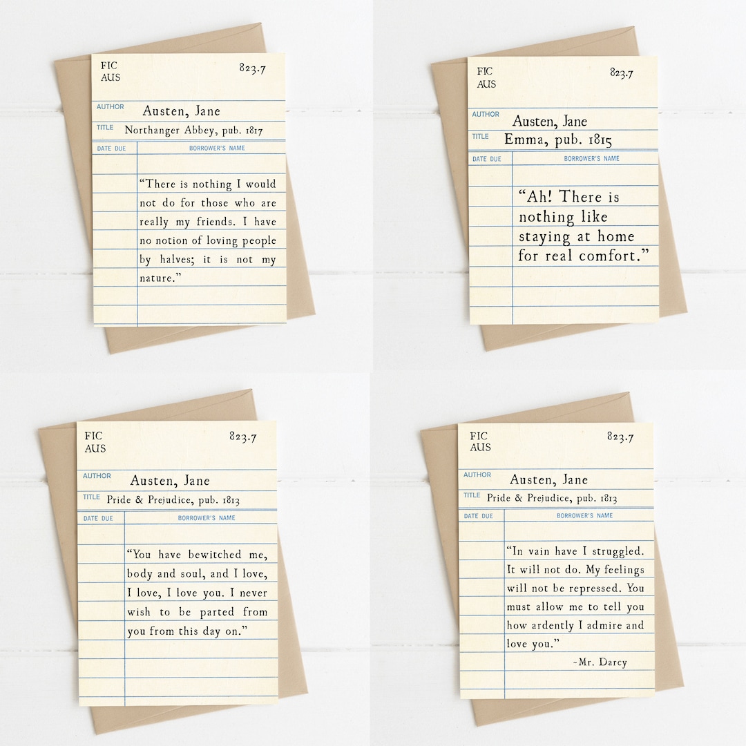 Jane Austen Quote Library Card, Greeting Cards, Pride and Prejudice ...