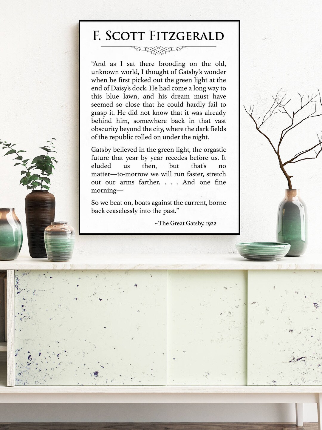 The Great Gatsby Art Print , F Scott Fitzgerald Art Print, Fitzgerald ...