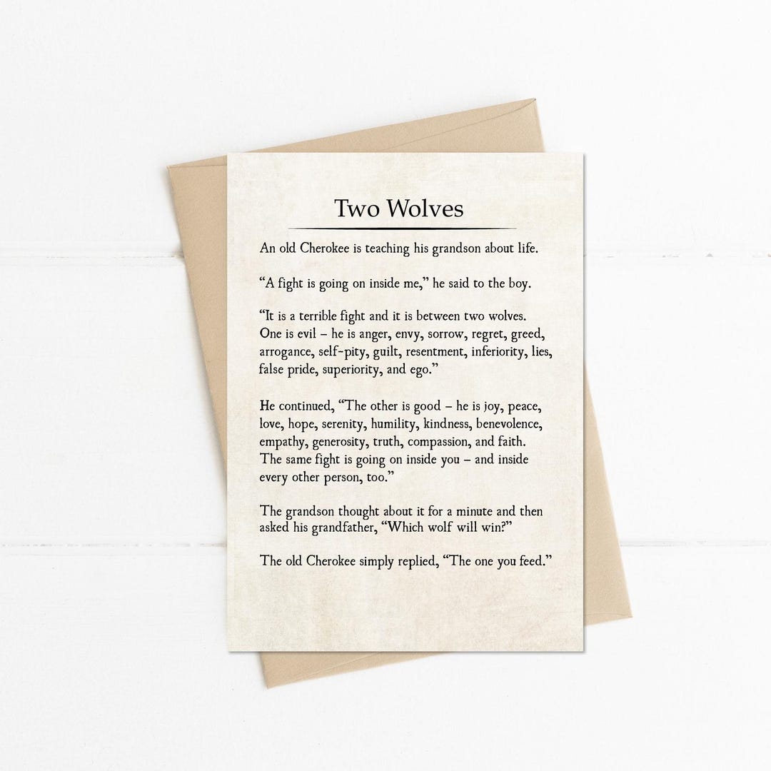 Two Wolves Native American Poem, Cherokee Tale, Native American Tale ...
