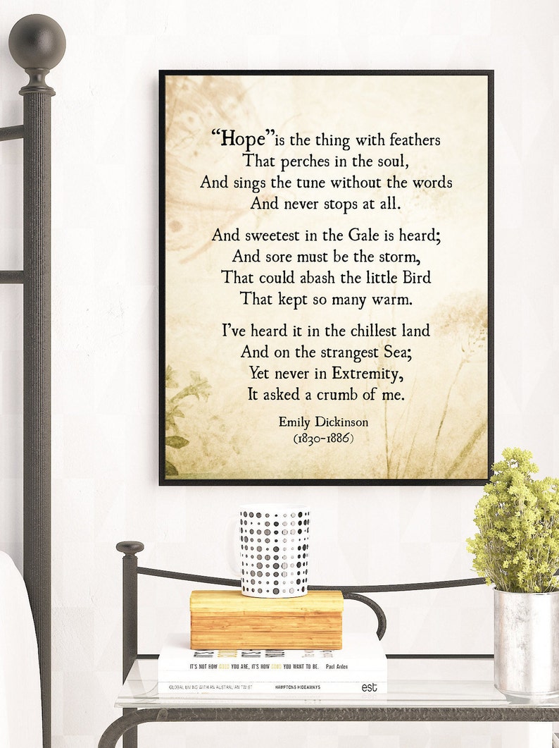 Emily Dickinson Hope is the Thing With Feathers Poem, Emily Dickinson ...