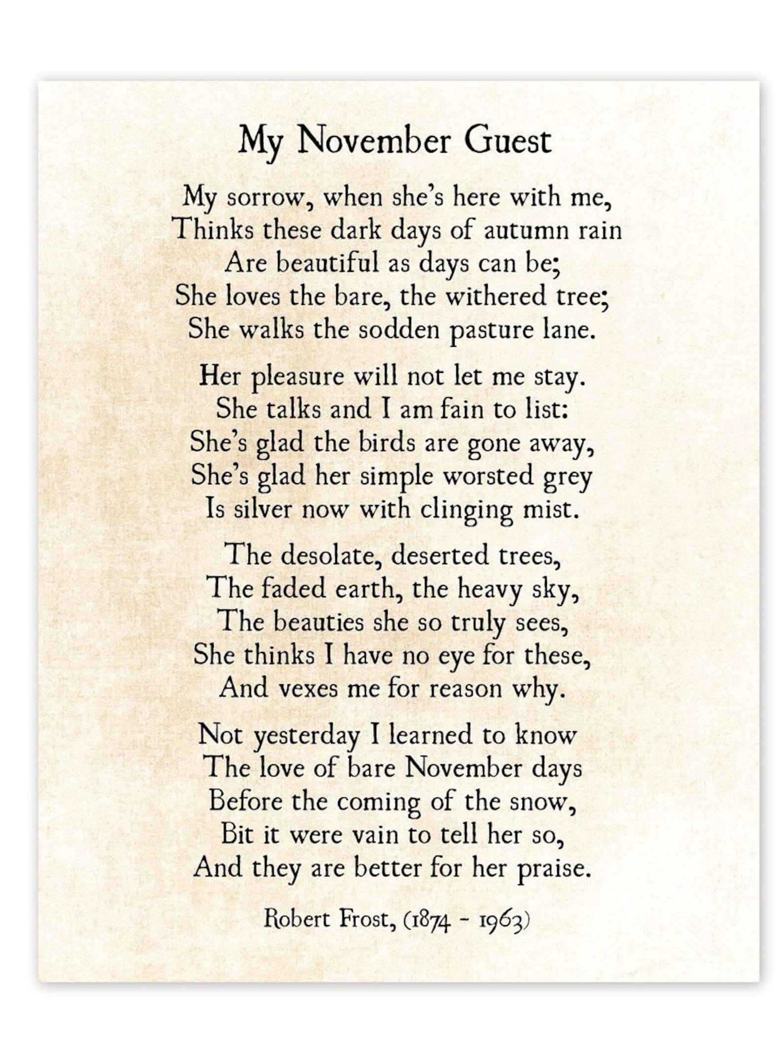Robert Frost Poetry Art My November Guest Poem Robert Frost - Etsy ...