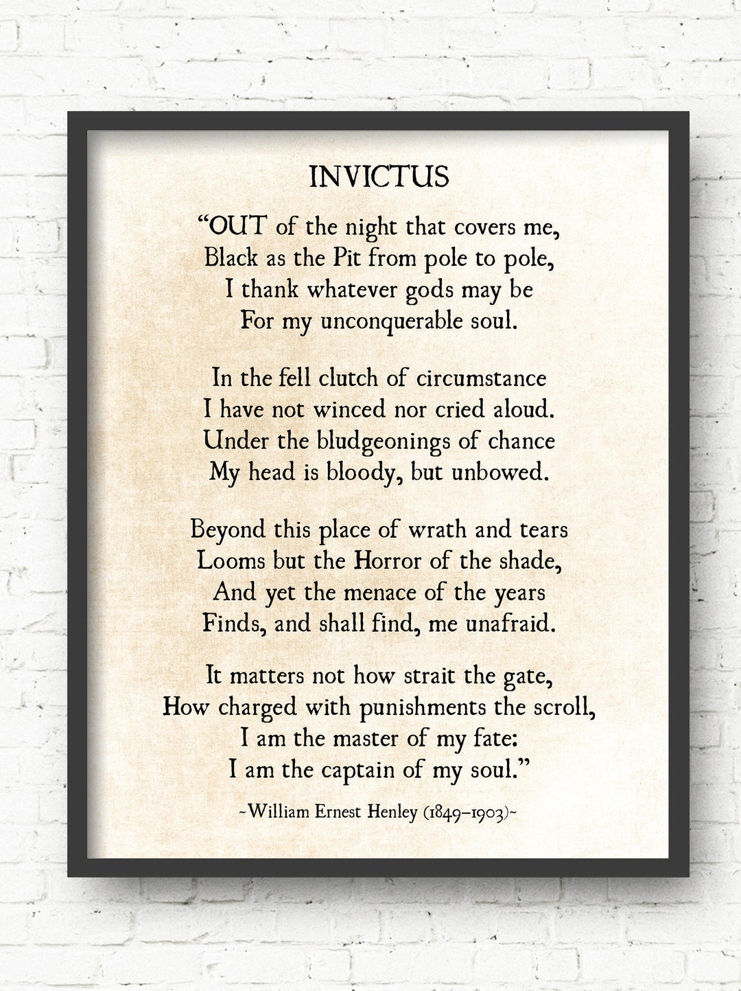 Invictus Art Print, Captain of My Soul, William Ernest Henley, Invictus ...