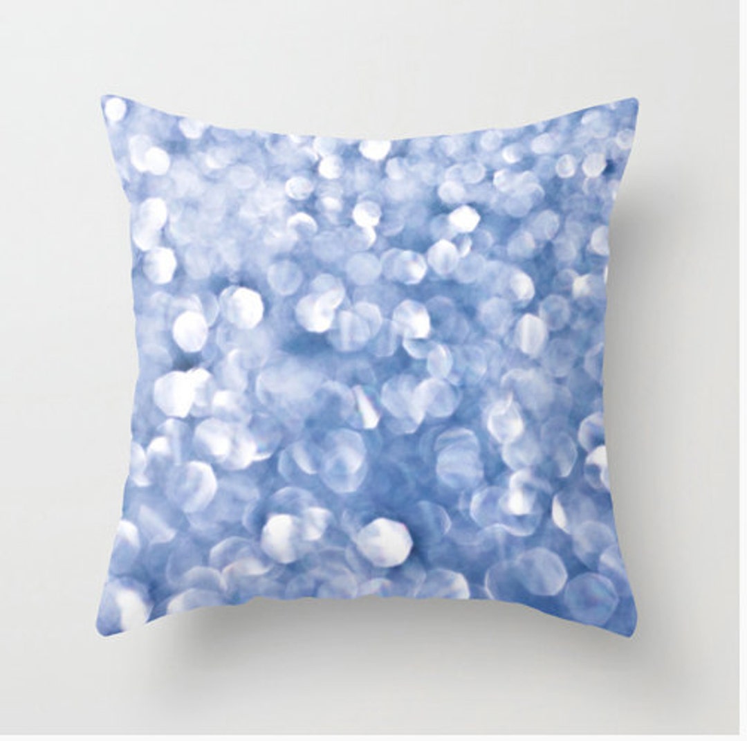 Periwinkle Blue Velveteen Pillow Cover, Blue Throw Pillow, Blue Bokeh ...