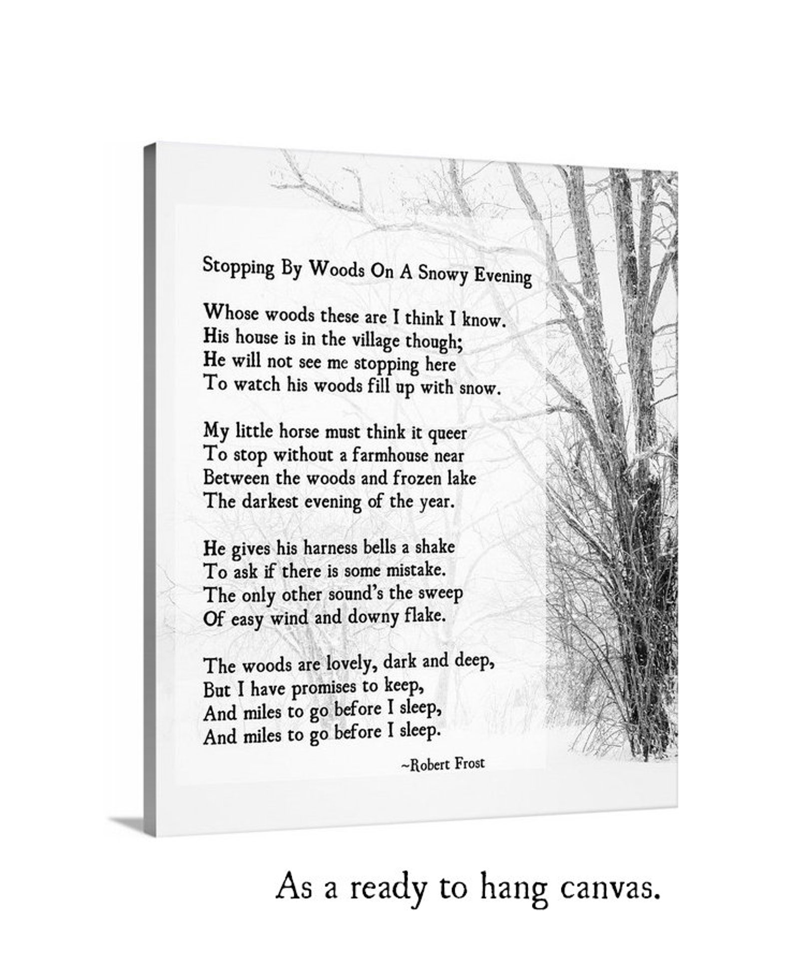 Stopping by Woods on a Snowy Evening Robert Frost Poem - Etsy