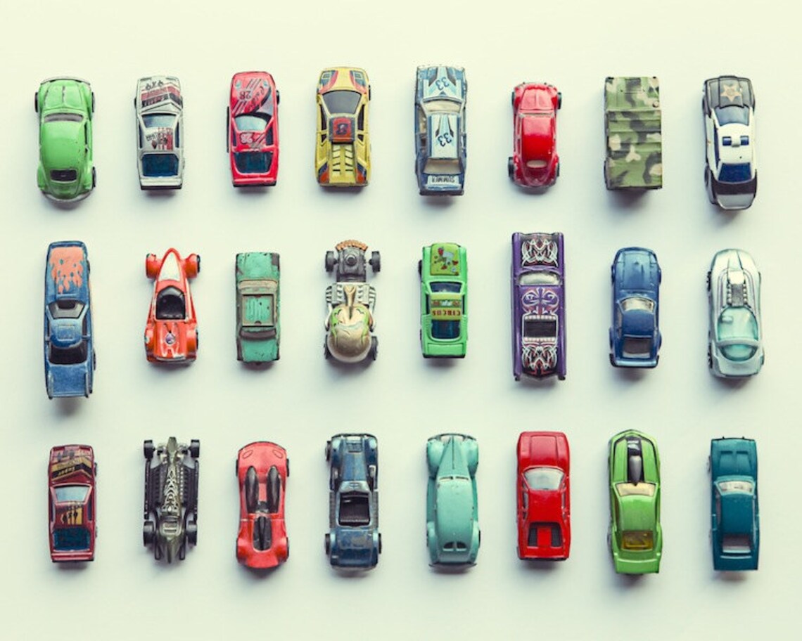 Toy Cars Race Cars Boys Decor Colorful Rainbow Colors Retro Hipster ...