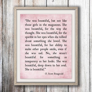 F. Scott Fitzgerald Quote Print, She Was Beautiful - Etsy