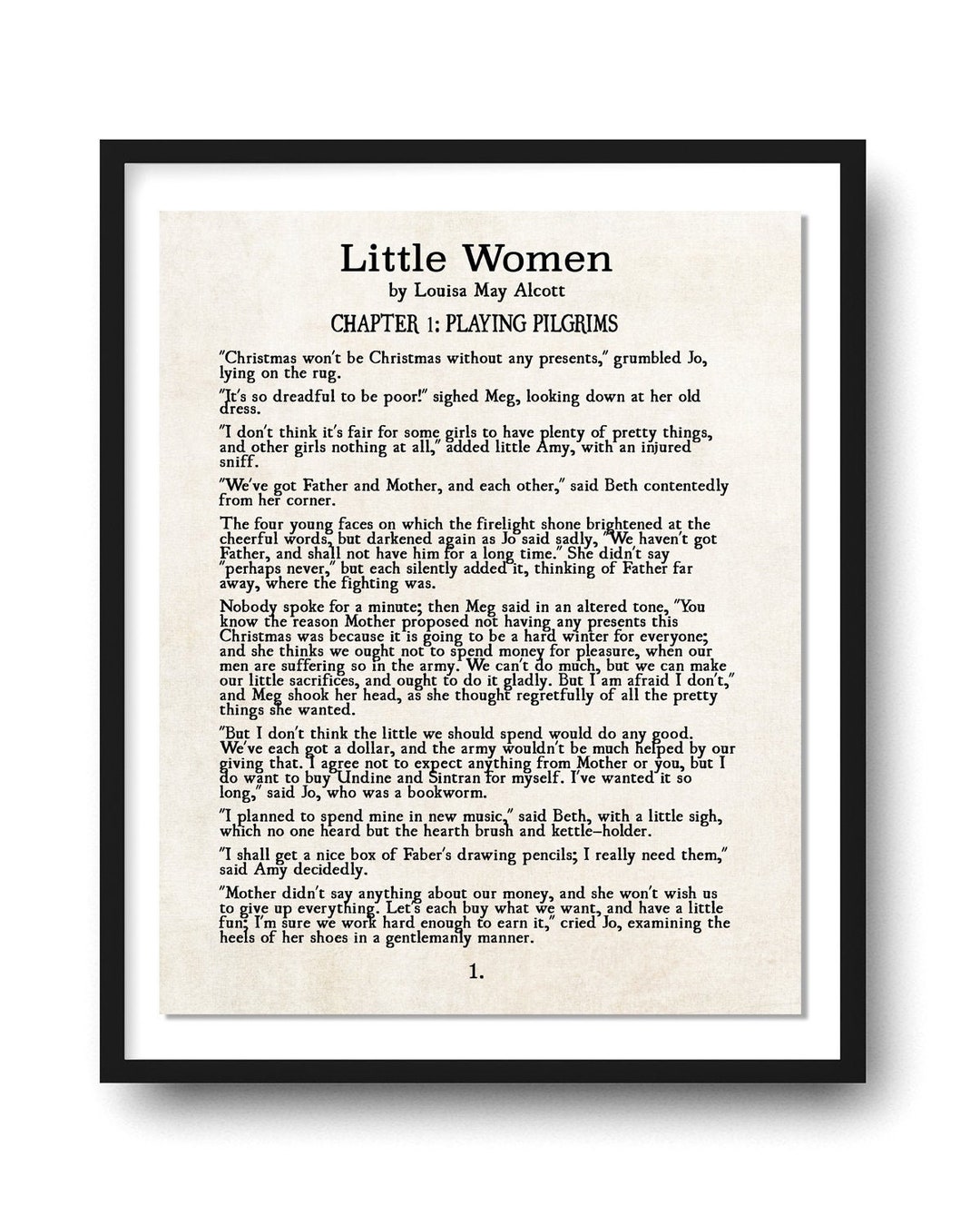 Louisa May Alcott Print, Little Women Quote, Chapter 1 Book Page Wall ...