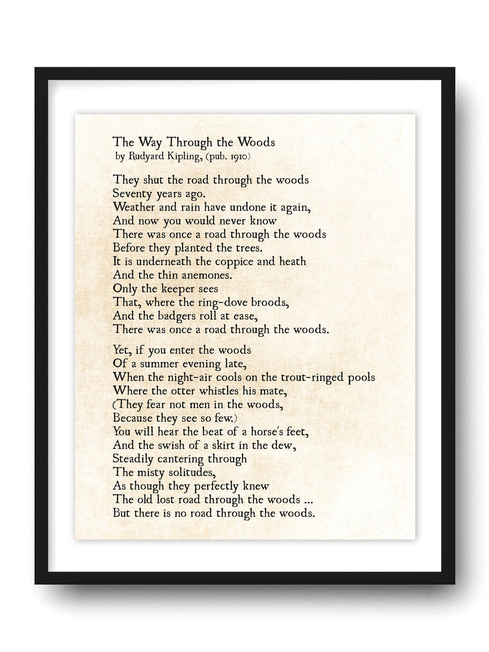Rudyard Kipling Poem, the Way Through the Woods, Literature Art Print ...