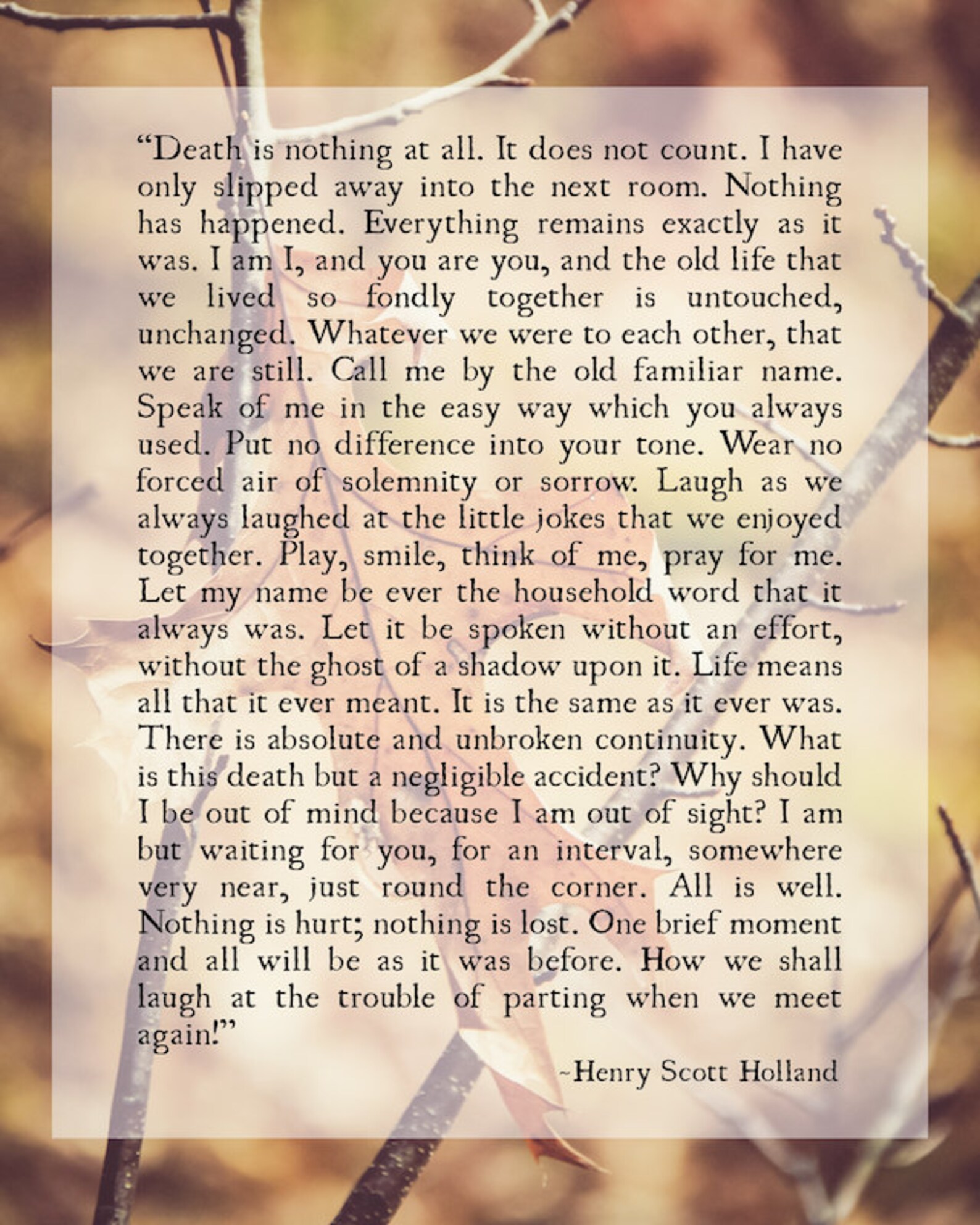 Death is Nothing at All Henry Scott Holland Quote - Etsy