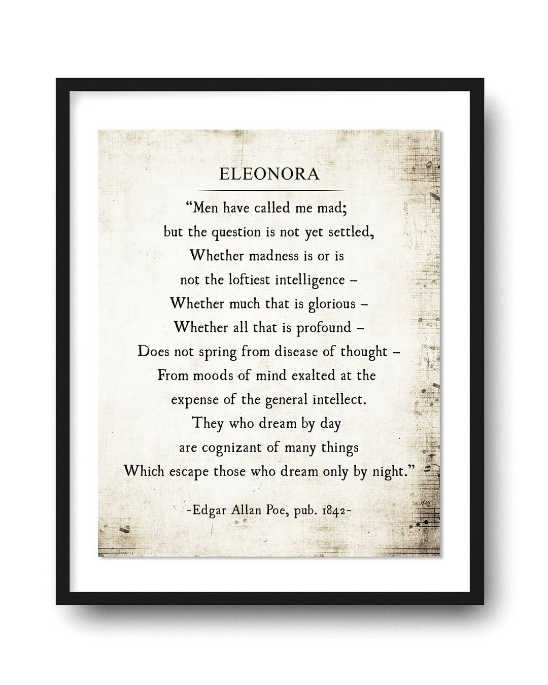 Edgar Allan Poe Poem, Eleonora Poem, Men Have Called Me Mad, Poetry ...