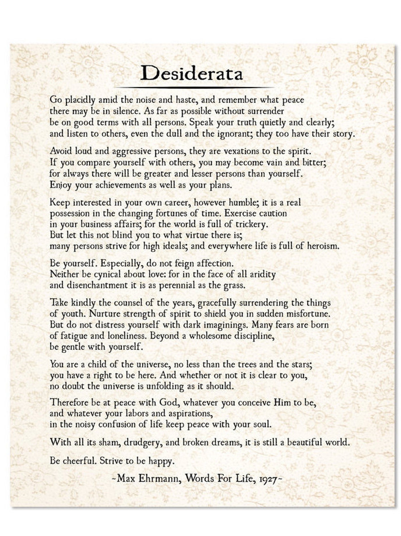 Desiderata Poem Art Print Desiderata Poetry Art - Etsy Italia