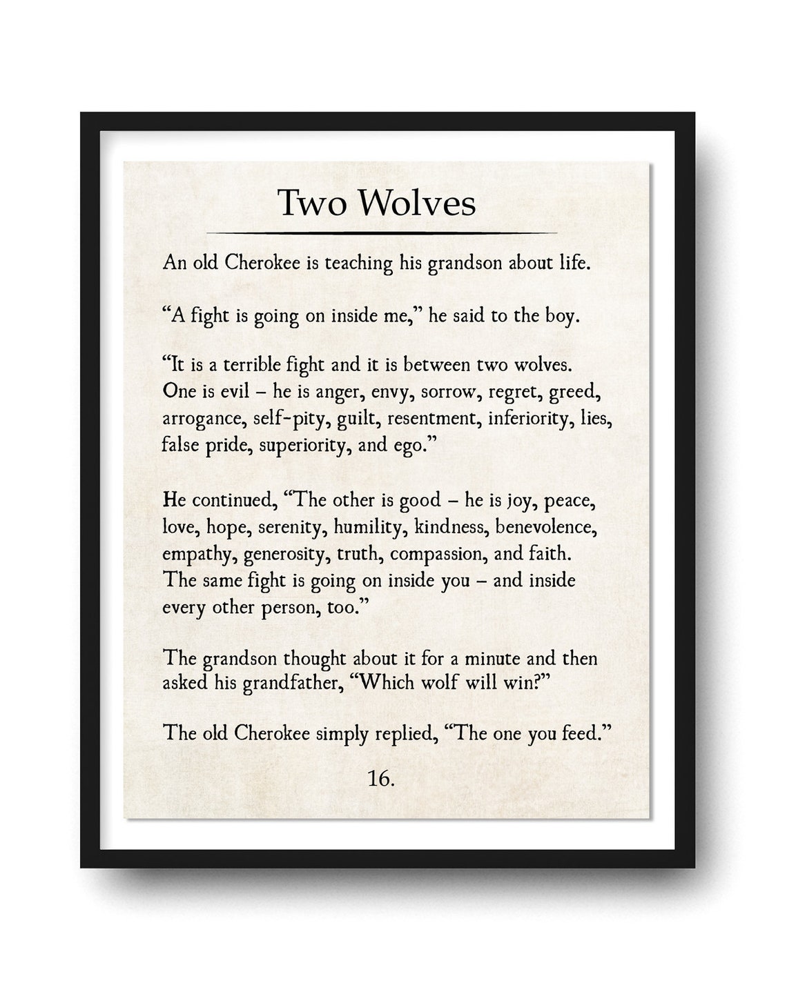 Tale of Two Wolves Cherokee Tale Native American Story - Etsy