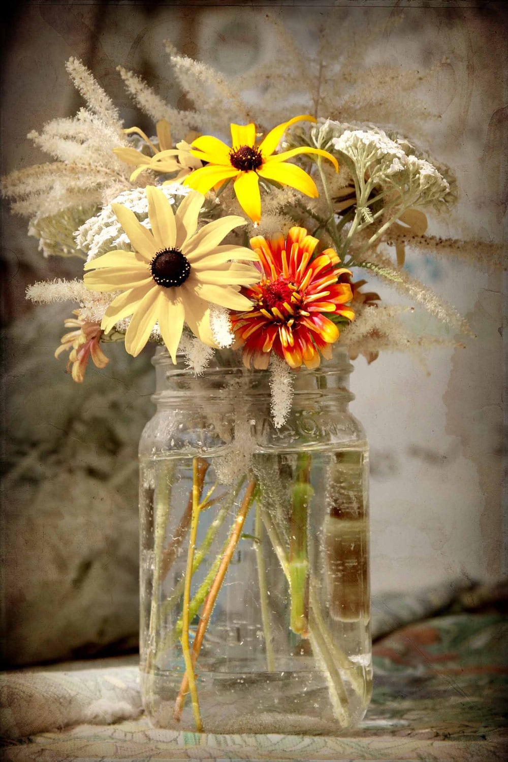 Farmers Market Field Flowers Mason Jar Simple Rustic Vintage Garden ...