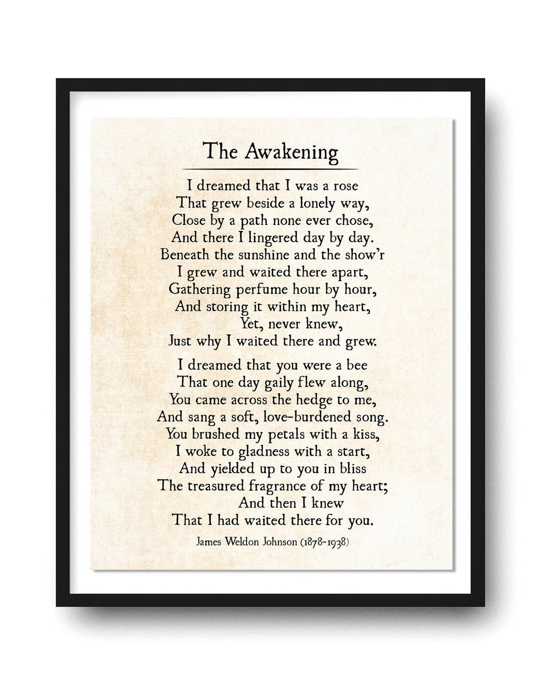 The Awakening Poem Print, I Dreamed That I Was a Rose, James Weldon ...