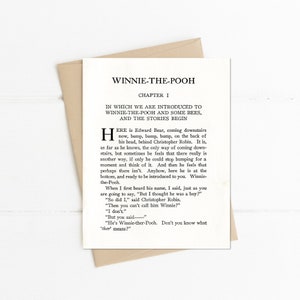Winnie the Pooh Card, AA Milne, Book Page Notecards, Winnie Pooh Piglet ...