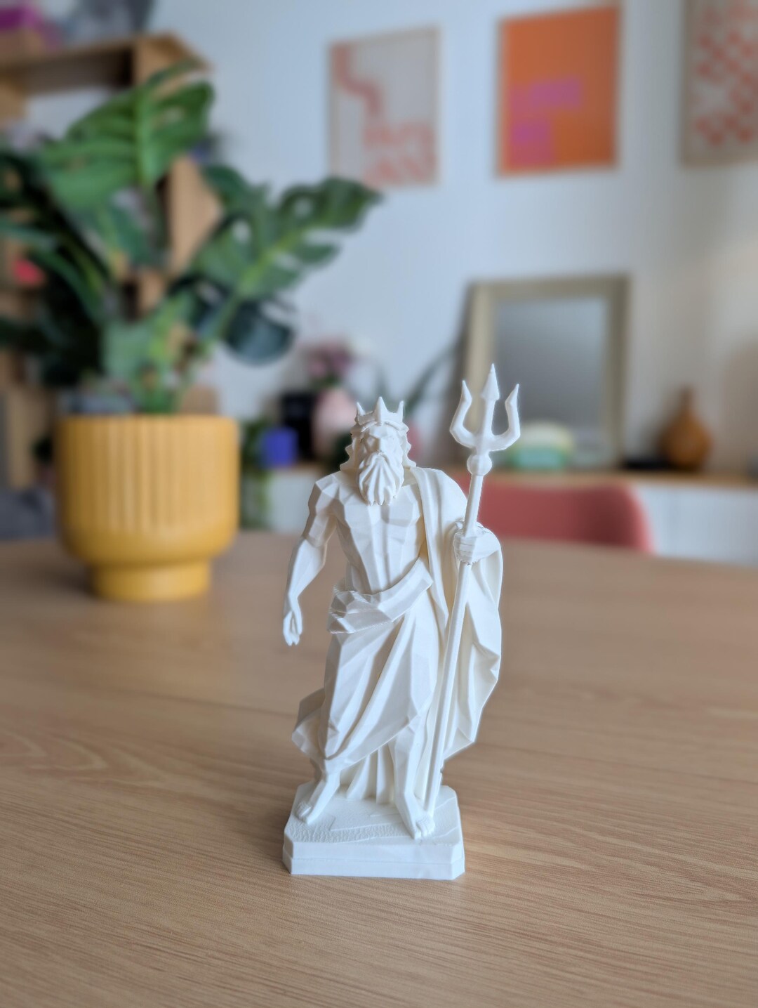 Low Poly Poseidon Statue, Greek Mythology Decoration, Neptune Bust ...