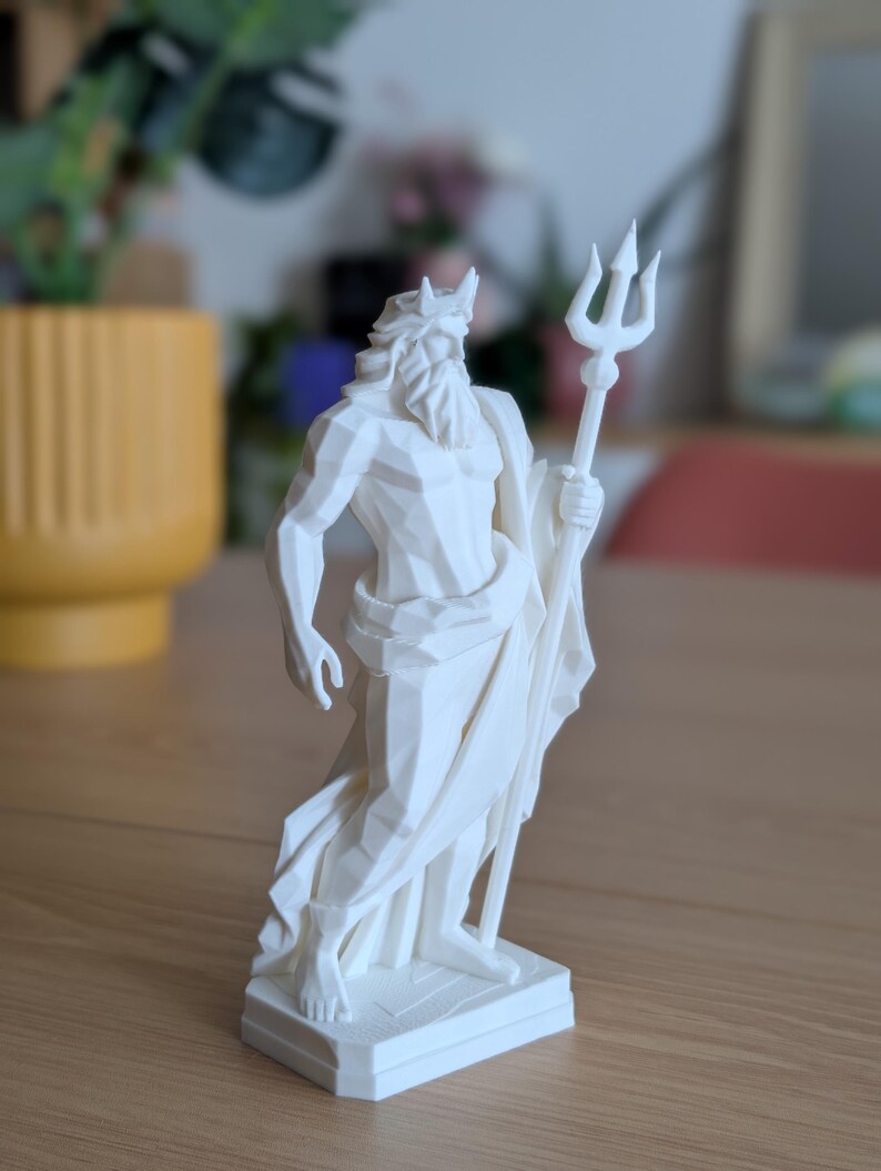 Low Poly Poseidon Statue, Greek Mythology Decoration, Neptune Bust ...