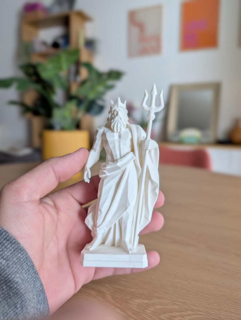 Low Poly Poseidon Statue, Greek Mythology Decoration, Neptune Bust ...