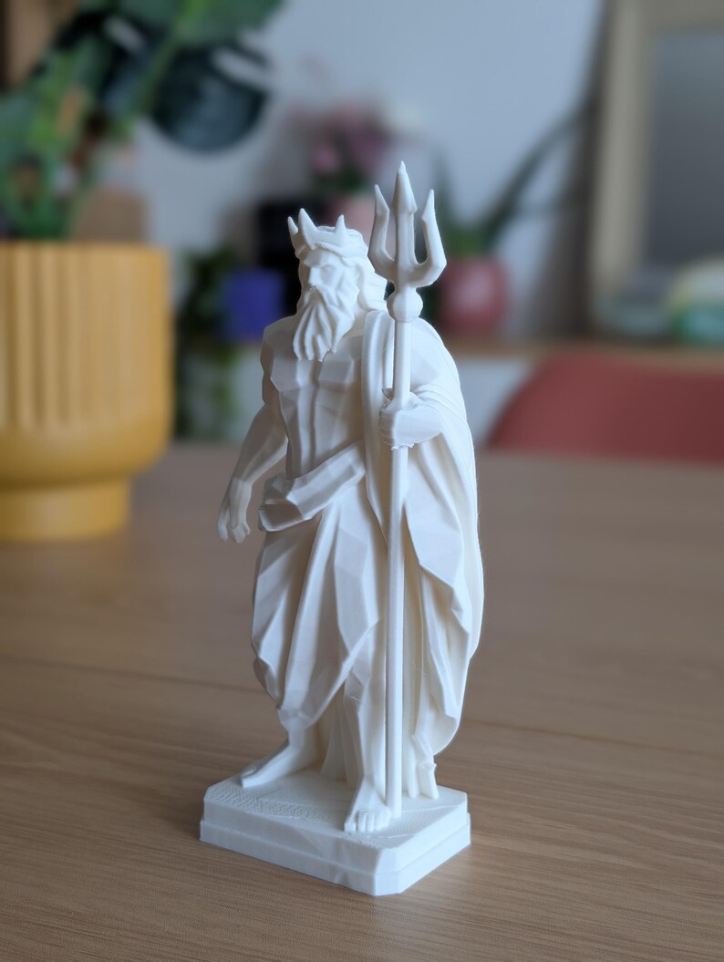 Low Poly Poseidon Statue, Greek Mythology Decoration, Neptune Bust ...