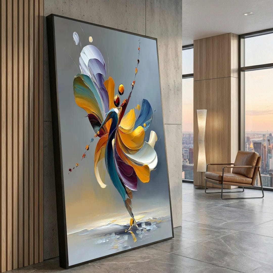 Abstract Dancing Figure Canvas Print, Colorful Fluid Art, Bedroom ...
