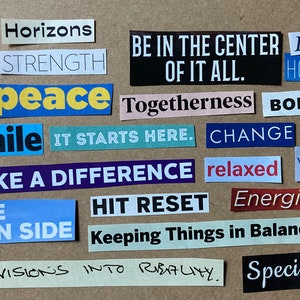 100 Magazine Cut Outs, Words and Phrases for Scrapbooks, Vision Boards ...