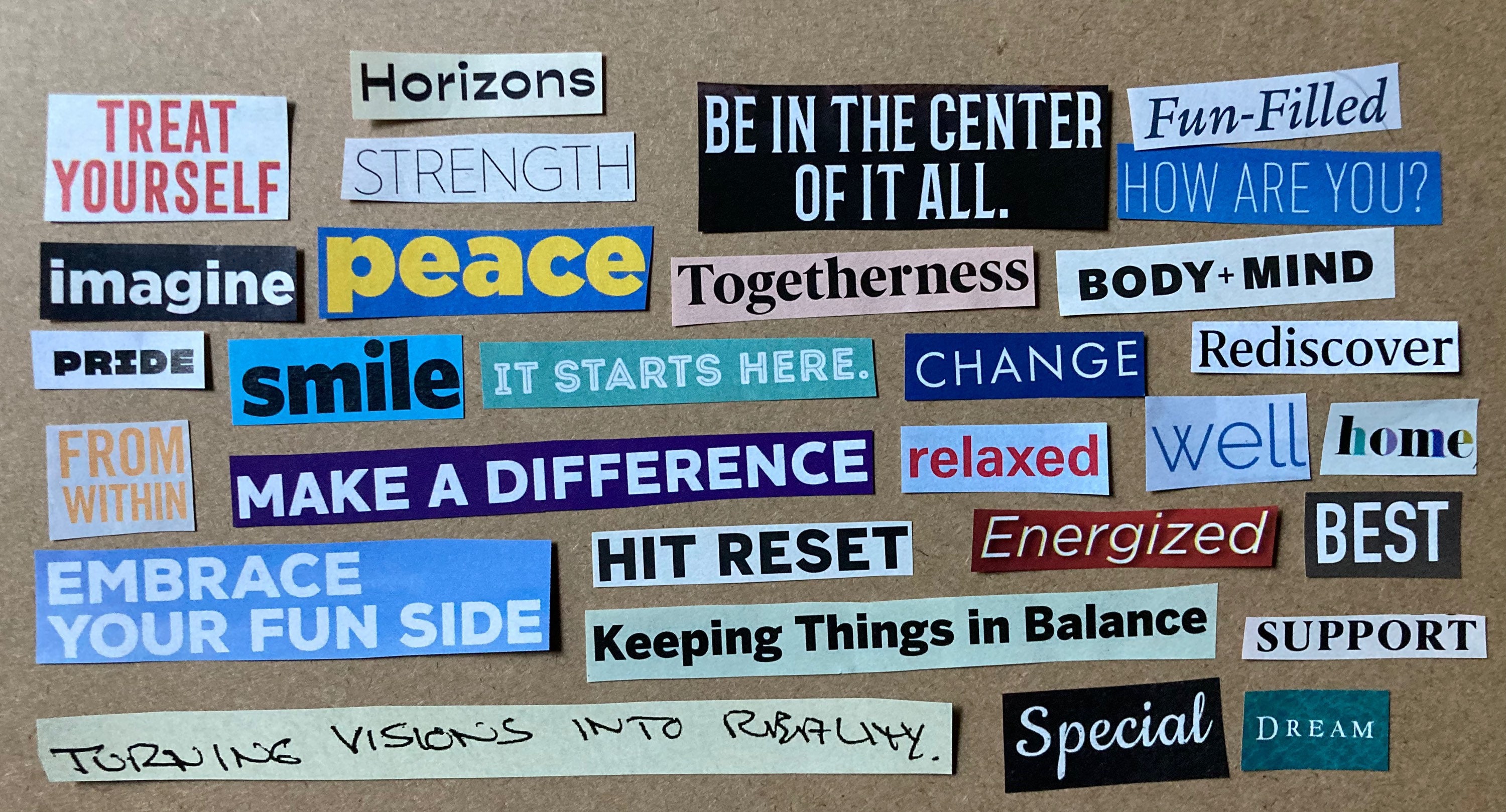 100 Magazine Cut Outs, Words and Phrases for Scrapbooks, Vision Boards ...