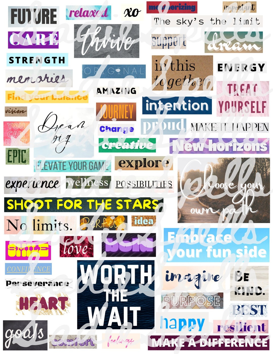 DIGITAL Magazine-style Words & Phrases for Scrapbook, Journal, Collage ...