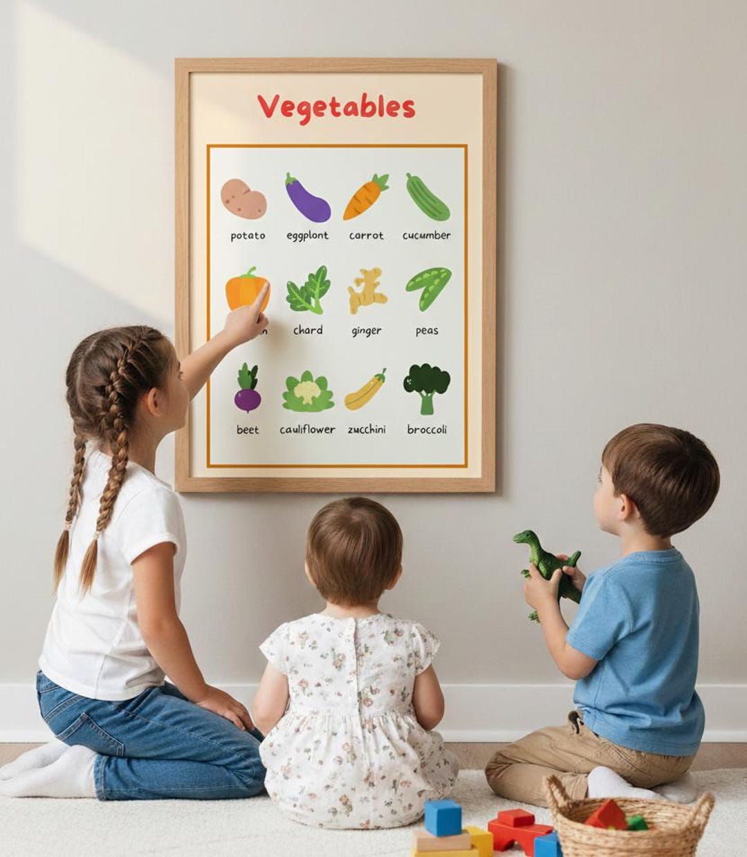 Vegetables Poster for Kids, Garden Vocabulary Chart, Healthy Eating ...