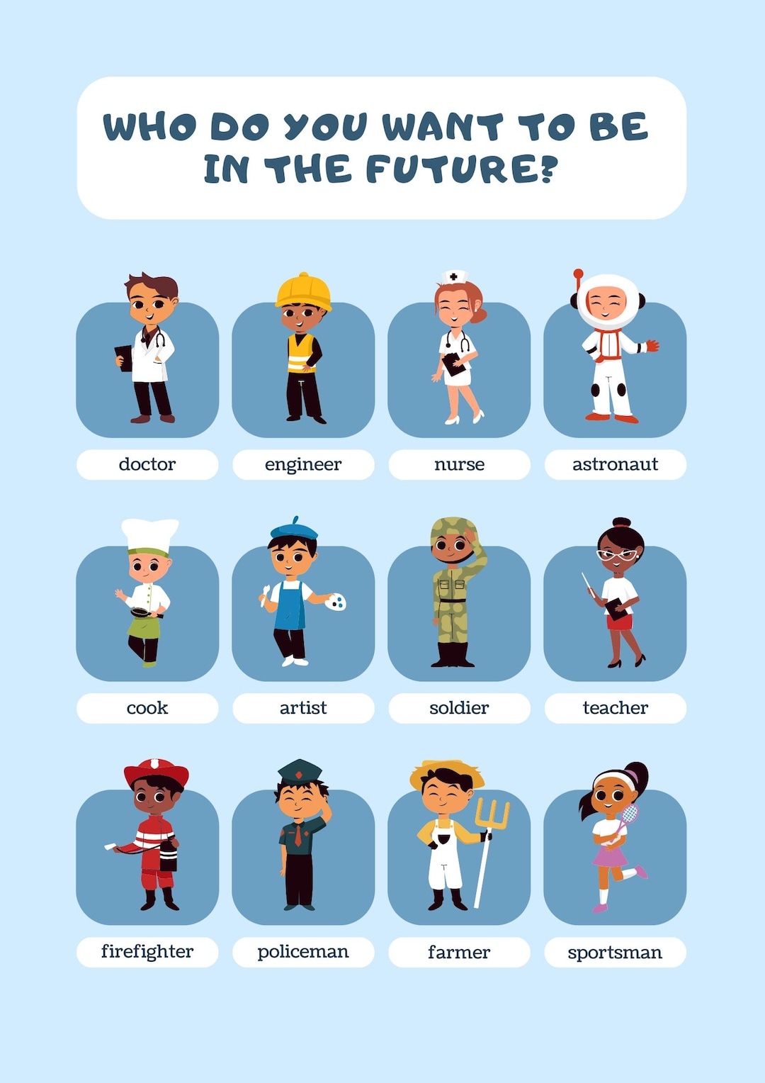 Kids Career Poster, Community Helpers Wall Art, Preschool Educational ...