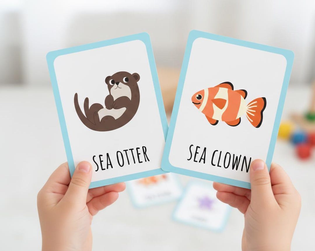 Ocean Animal Flashcards, Montessori Sea Life Cards (digital Download ...