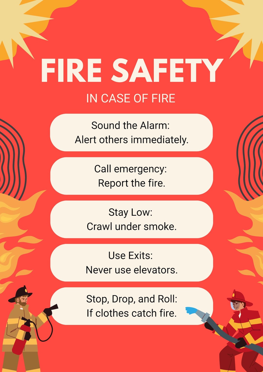 Fire Safety Poster for Kids, Preschool Fire Drill Classroom Decor ...