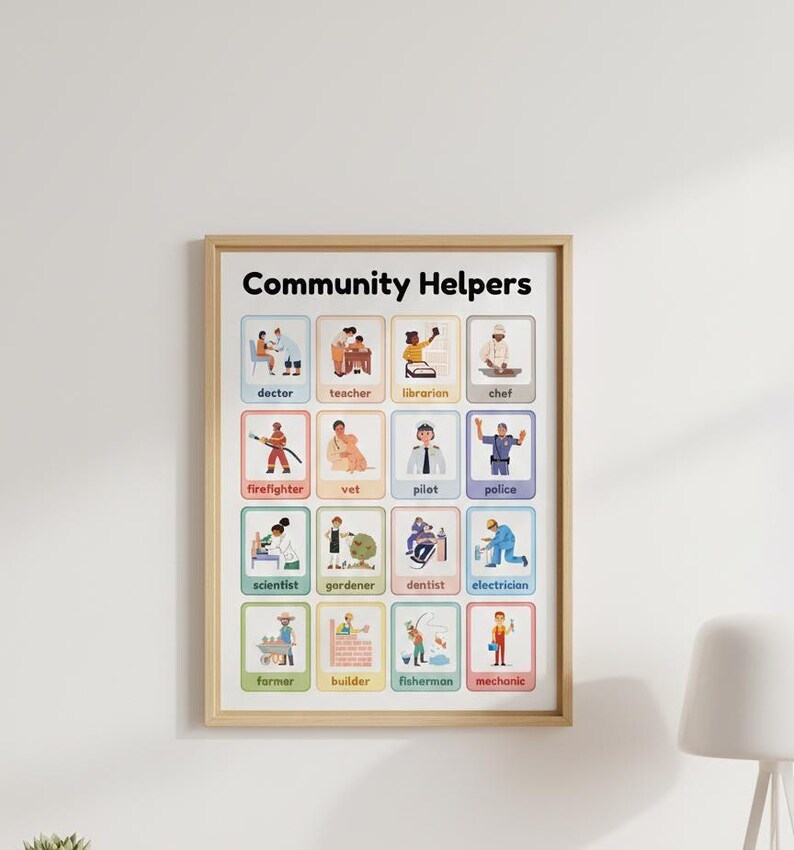 Community Helpers Poster, Kids Career Wall Art, Montessori Classroom ...