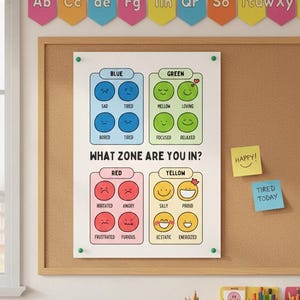 What Zone Are You in Poster, Feelings and Emotions Chart for Kids ...