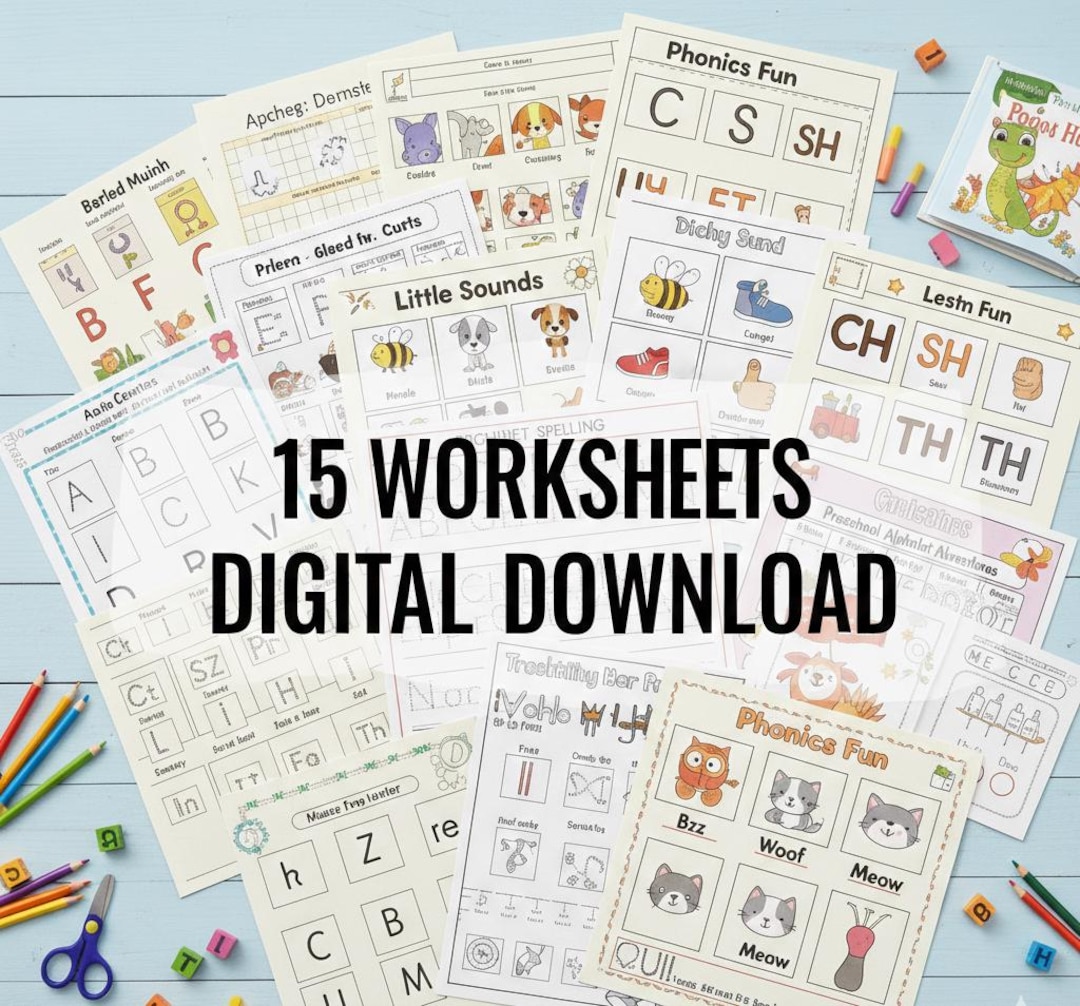 15+ Alphabet & Phonics Worksheets Bundle, Preschool Learning Binder ...