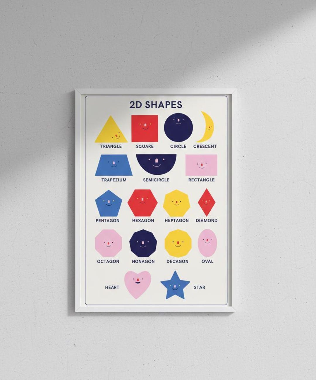 Cute 2d Shapes Educational Poster • Playful Geometry Wall Art for Kids ...