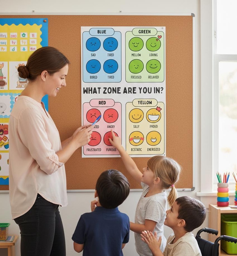 What Zone Are You in Poster, Feelings and Emotions Chart for Kids ...