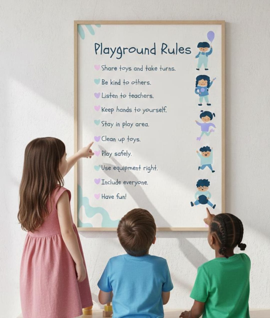 Playground Rules Poster, Kids Safety Social Skills Art (digital ...