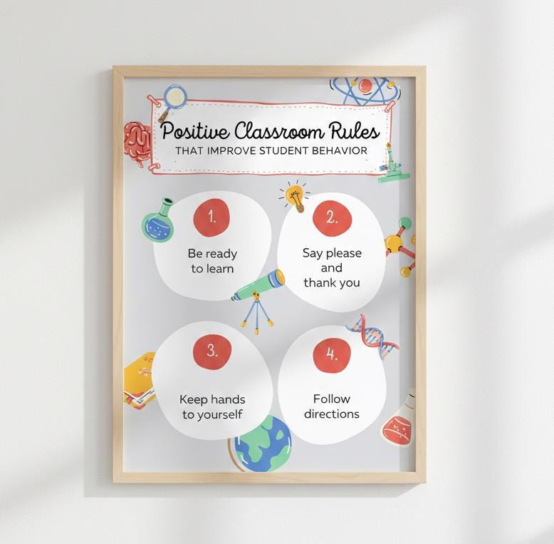 Positive Classroom Rules Poster, Science Theme, Preschool Teacher ...