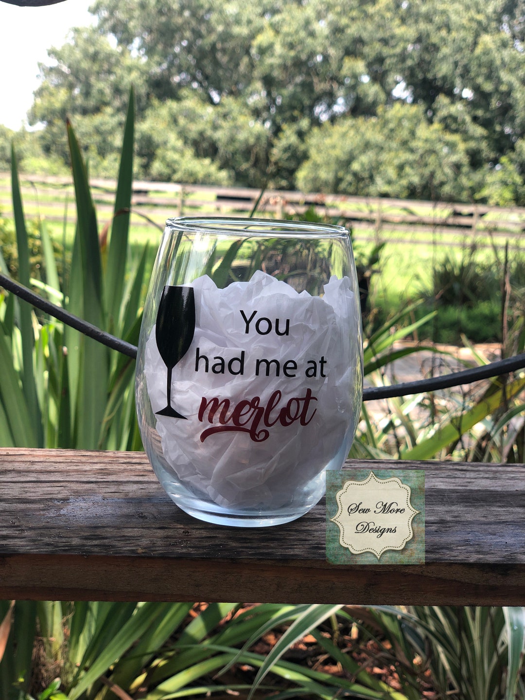 You Had Me at Merlot Stemless Wine Glass - 18 Oz Custom Glass - Etsy