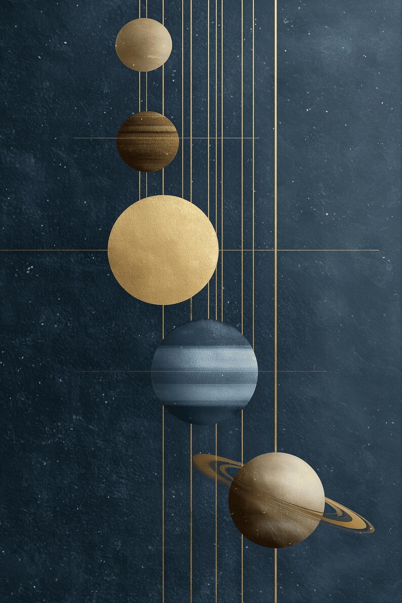 Solar System Art Print | Planets Alignment Poster | Celestial Astronomy ...