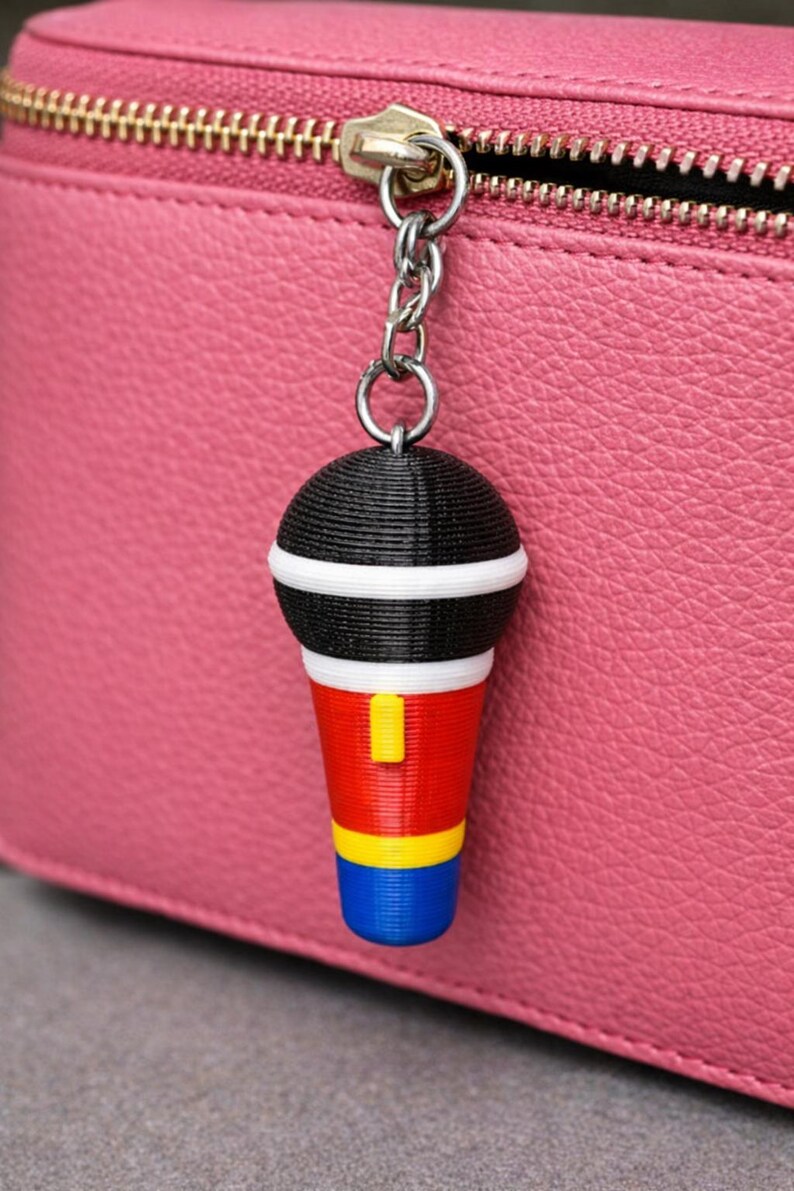 3D Printed Microphone Keychain | Hand-painted Artisan Charm, Colorful ...