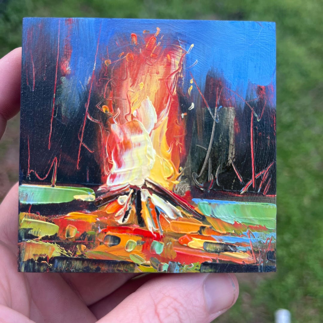 3x3 Original Wall Art Small Painting on Wood Panel Made With Oil Paint ...