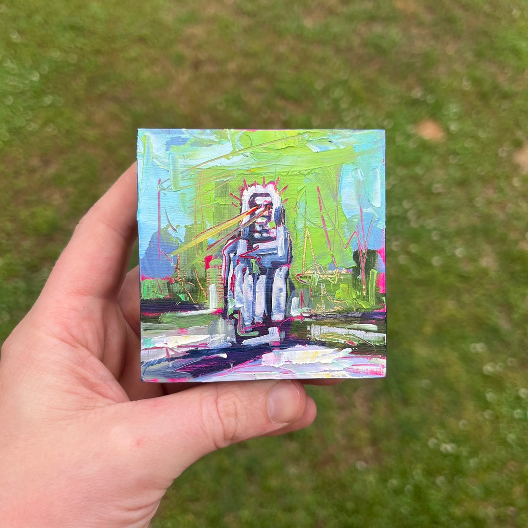 3x3 Weird Creature Surreal Painting Abstract Whimsical Oil Painting ...